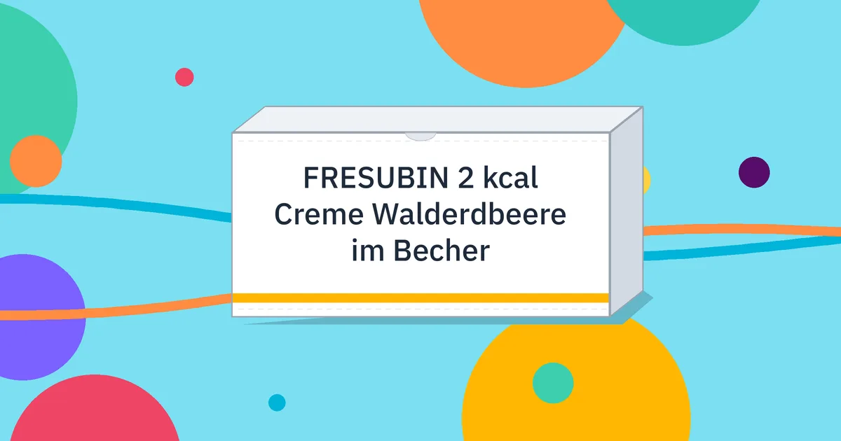 Symbolbild: Packung mit der Aufschrift FRESUBIN 2 kcal Creme Walderdbeere im Becher (PZN 19553687) – Verfügbarkeit und Bezug in Apotheken in Frankfurt am Main