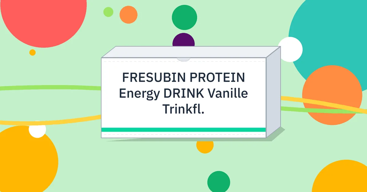 Symbolbild: Packung mit der Aufschrift FRESUBIN PROTEIN Energy DRINK Vanille Trinkfl. (PZN 02910628) – Verfügbarkeit und Bezug in Apotheken in Frankfurt am Main