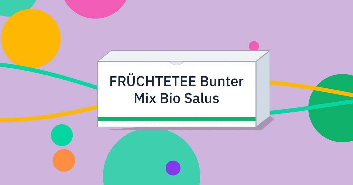 Symbolbild: Packung mit der Aufschrift FRÜCHTETEE Bunter Mix Bio Salus (PZN 07381560) – Verfügbarkeit und Bezug in Apotheken in Frankfurt am Main