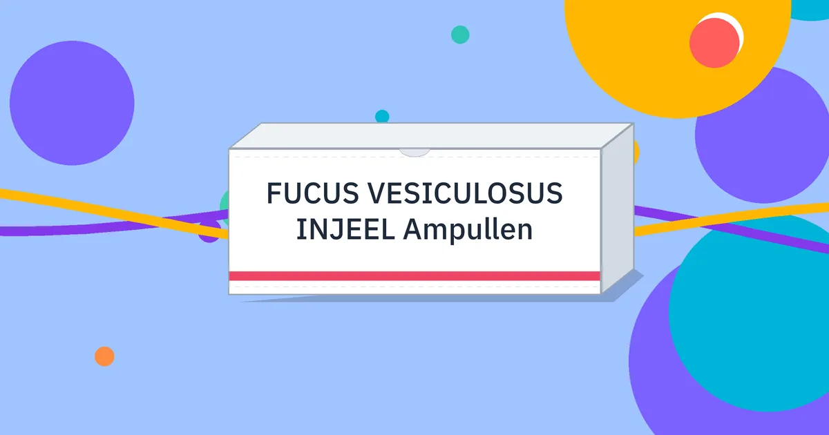 Symbolbild: Packung mit der Aufschrift FUCUS VESICULOSUS INJEEL Ampullen (PZN 00400805) – Verfügbarkeit und Bezug in Apotheken in Frankfurt am Main