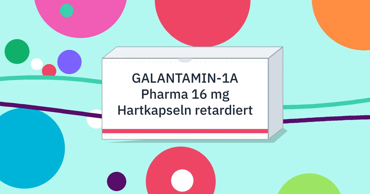 Symbolbild: Packung mit der Aufschrift GALANTAMIN-1A Pharma 16 mg Hartkapseln retardiert (PZN 09426746) – Verfügbarkeit und Bezug in Apotheken in Frankfurt am Main