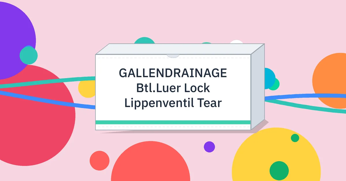 Symbolbild: Packung mit der Aufschrift GALLENDRAINAGE Btl.Luer Lock Lippenventil Tear (PZN 07770468) – Verfügbarkeit und Bezug in Apotheken in Frankfurt am Main