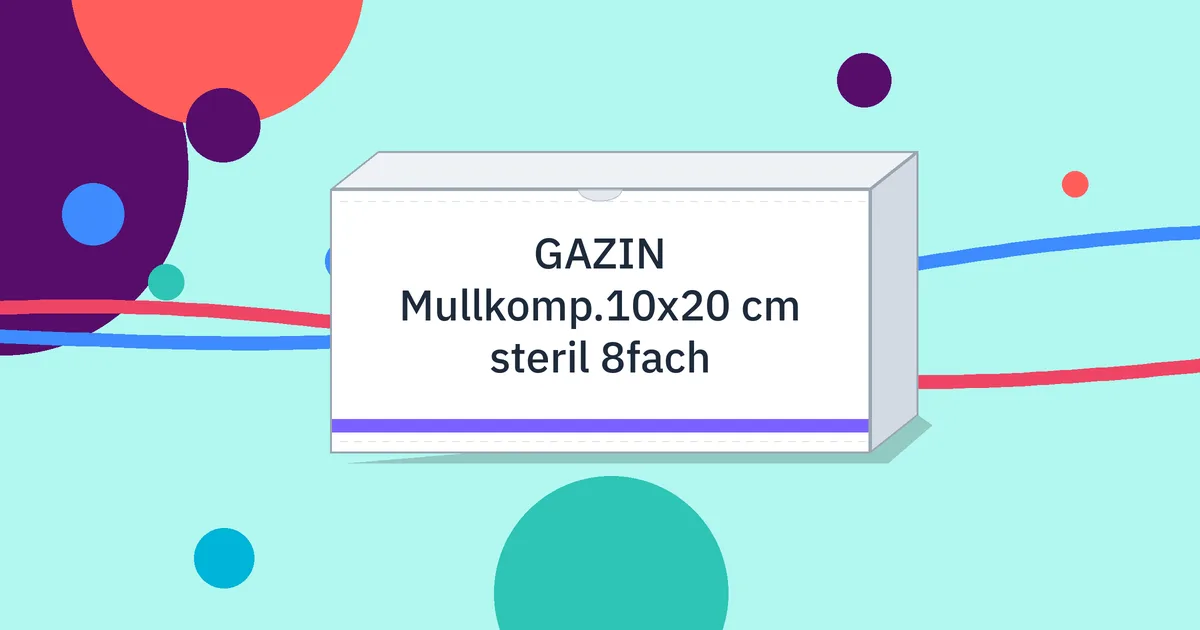 Symbolbild: Packung mit der Aufschrift GAZIN Mullkomp.10x20 cm steril 8fach (PZN 17451899) – Verfügbarkeit und Bezug in Apotheken in Frankfurt am Main