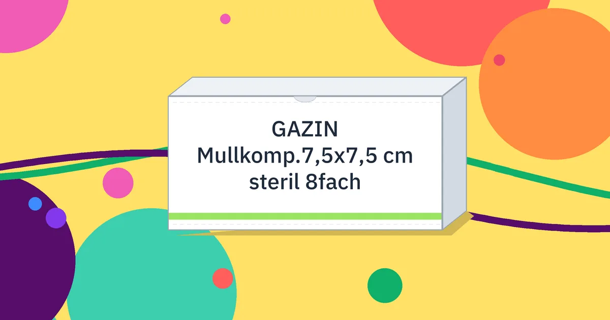 Symbolbild: Packung mit der Aufschrift GAZIN Mullkomp.7,5x7,5 cm steril 8fach (PZN 16537305) – Verfügbarkeit und Bezug in Apotheken in Frankfurt am Main
