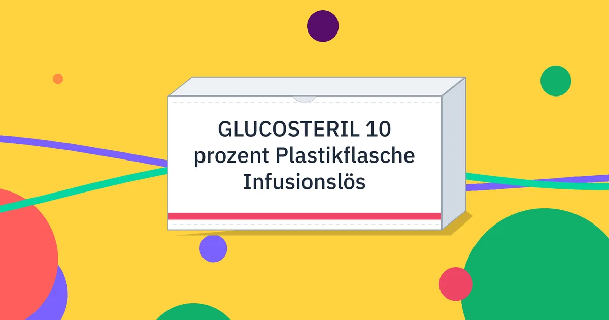 Symbolbild: Packung mit der Aufschrift GLUCOSTERIL 10 prozent Plastikflasche Infusionslös (PZN 00424800) – Verfügbarkeit und Bezug in Apotheken in Frankfurt am Main