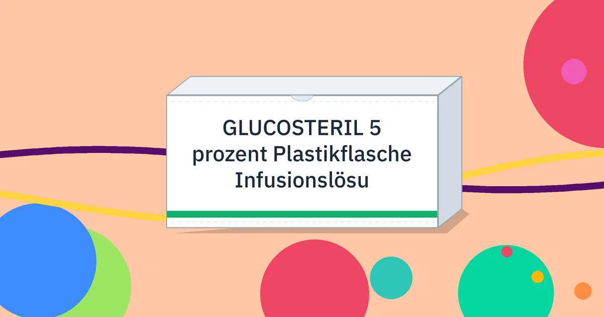 Symbolbild: Packung mit der Aufschrift GLUCOSTERIL 5 prozent Plastikflasche Infusionslösu (PZN 00424786) – Verfügbarkeit und Bezug in Apotheken in Frankfurt am Main