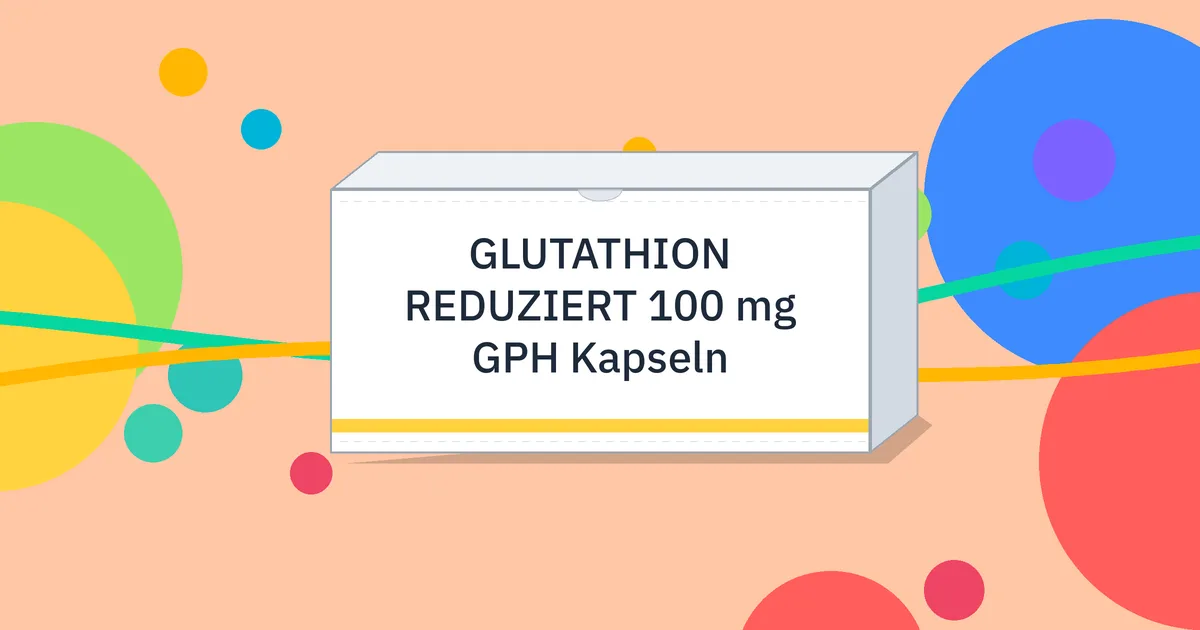 Symbolbild: Packung mit der Aufschrift GLUTATHION REDUZIERT 100 mg GPH Kapseln (PZN 09786491) – Verfügbarkeit und Bezug in Apotheken in Frankfurt am Main