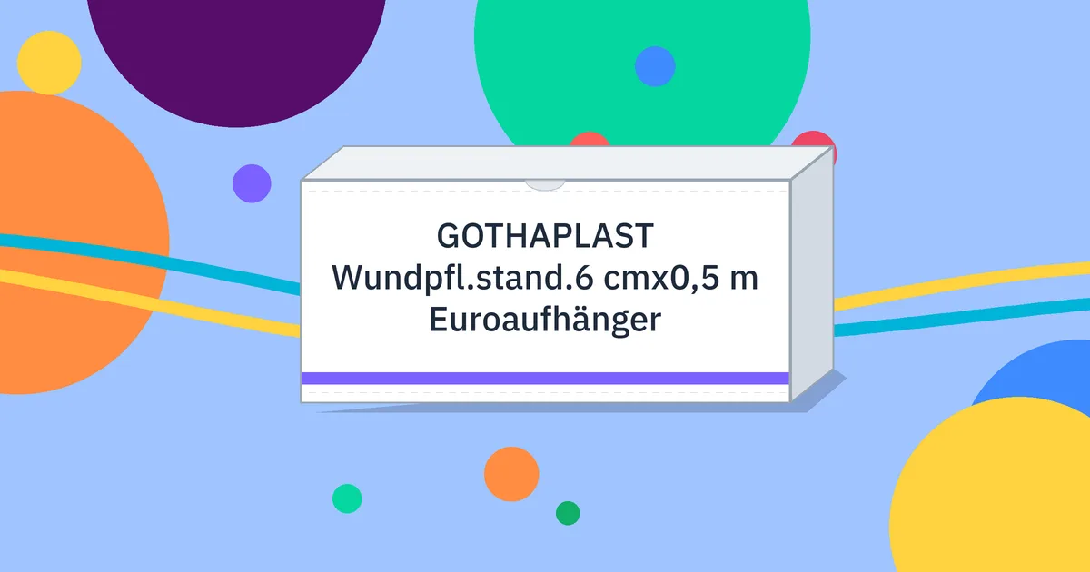 Symbolbild: Packung mit der Aufschrift GOTHAPLAST Wundpfl.stand.6 cmx0,5 m Euroaufhänger (PZN 04092105) – Verfügbarkeit und Bezug in Apotheken in Frankfurt am Main