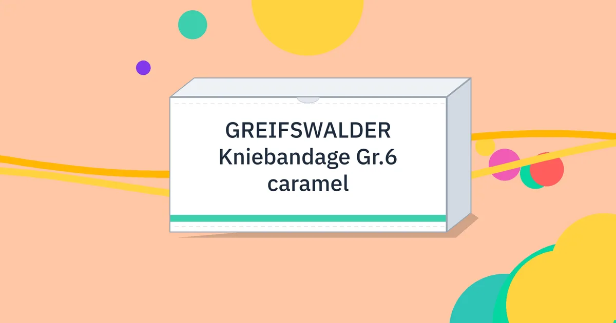 Symbolbild: Packung mit der Aufschrift GREIFSWALDER Kniebandage Gr.6 caramel (PZN 05362848) – Verfügbarkeit und Bezug in Apotheken in Frankfurt am Main
