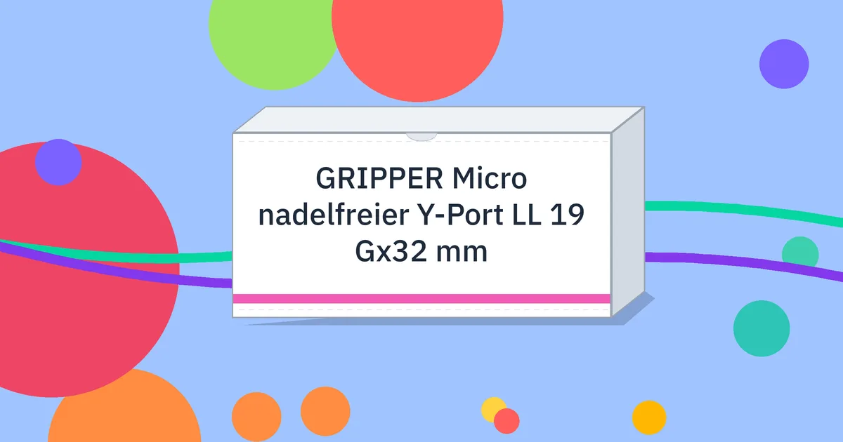 Symbolbild: Packung mit der Aufschrift GRIPPER Micro nadelfreier Y-Port LL 19 Gx32 mm (PZN 16747304) – Verfügbarkeit und Bezug in Apotheken in Frankfurt am Main