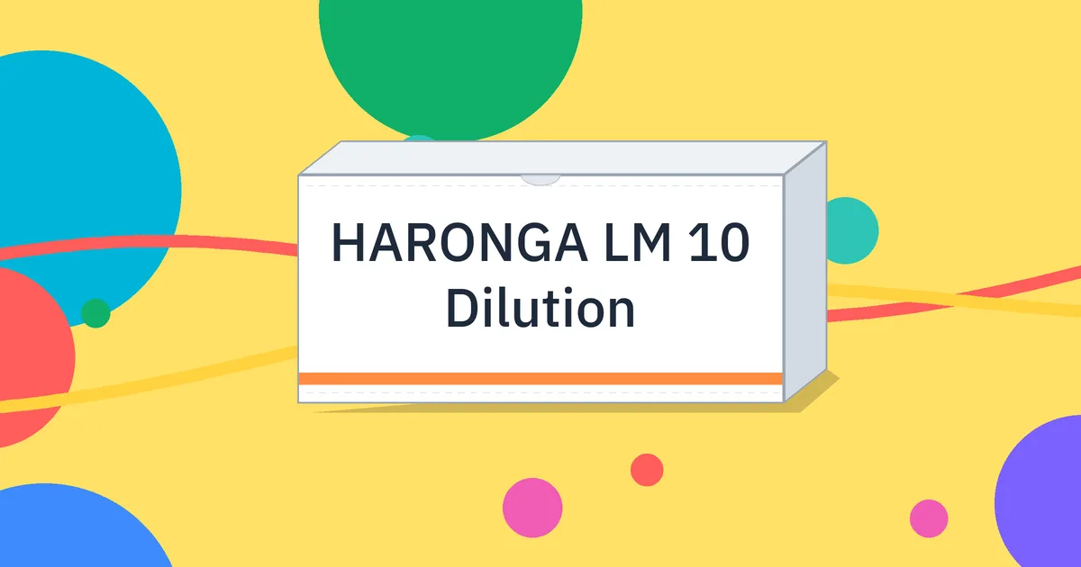 Symbolbild: Packung mit der Aufschrift HARONGA LM 10 Dilution (PZN 13550222) – Verfügbarkeit und Bezug in Apotheken in Frankfurt am Main