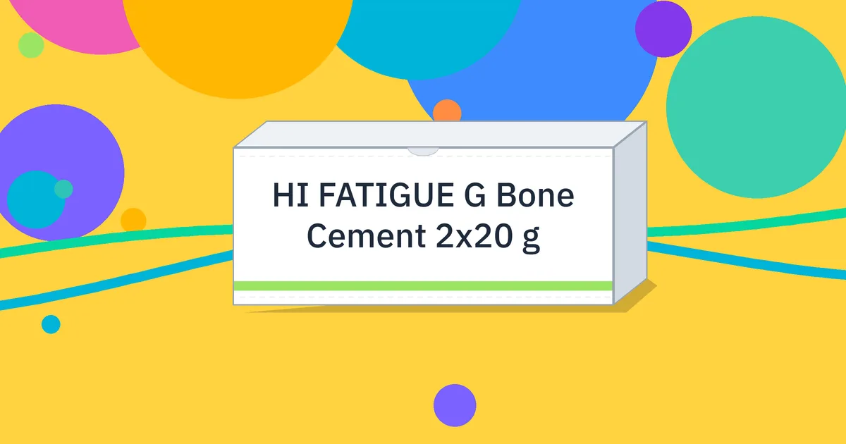 Symbolbild: Packung mit der Aufschrift HI FATIGUE G Bone Cement 2x20 g (PZN 10930616) – Verfügbarkeit und Bezug in Apotheken in Frankfurt am Main