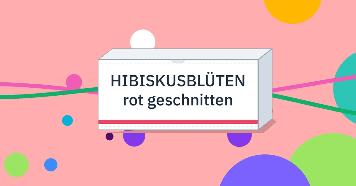 Symbolbild: Packung mit der Aufschrift HIBISKUSBLÜTEN rot geschnitten (PZN 20948959) – Verfügbarkeit und Bezug in Apotheken in Frankfurt am Main