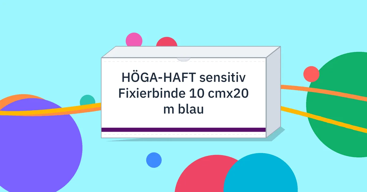 Symbolbild: Packung mit der Aufschrift HÖGA-HAFT sensitiv Fixierbinde 10 cmx20 m blau (PZN 20310151) – Verfügbarkeit und Bezug in Apotheken in Frankfurt am Main