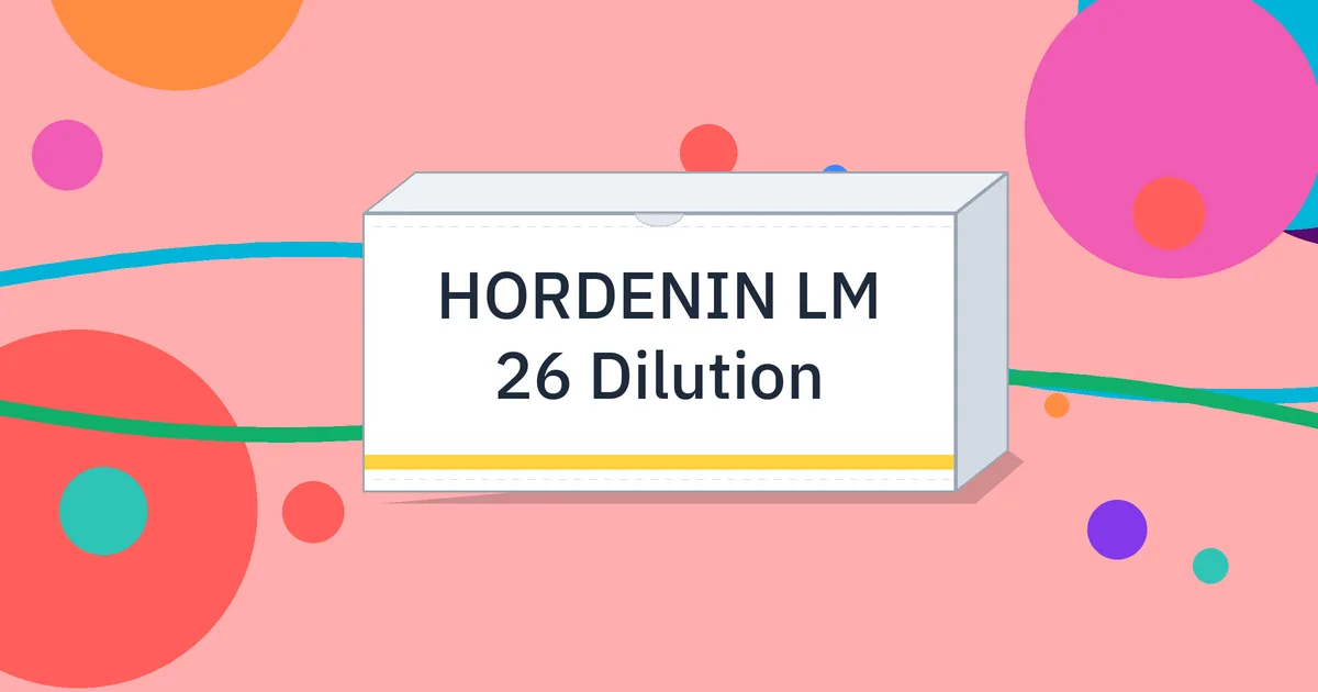 Symbolbild: Packung mit der Aufschrift HORDENIN LM 26 Dilution (PZN 13555521) – Verfügbarkeit und Bezug in Apotheken in Frankfurt am Main