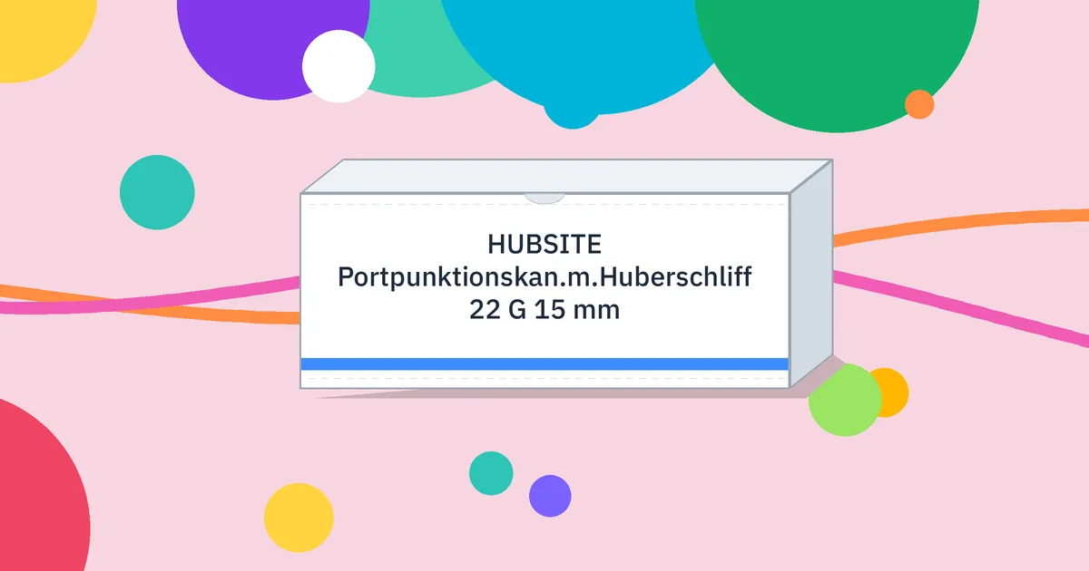Symbolbild: Packung mit der Aufschrift HUBSITE Portpunktionskan.m.Huberschliff 22 G 15 mm (PZN 14322121) – Verfügbarkeit und Bezug in Apotheken in Frankfurt am Main
