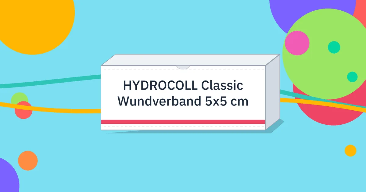 Symbolbild: Packung mit der Aufschrift HYDROCOLL Classic Wundverband 5x5 cm (PZN 19960168) – Verfügbarkeit und Bezug in Apotheken in Frankfurt am Main
