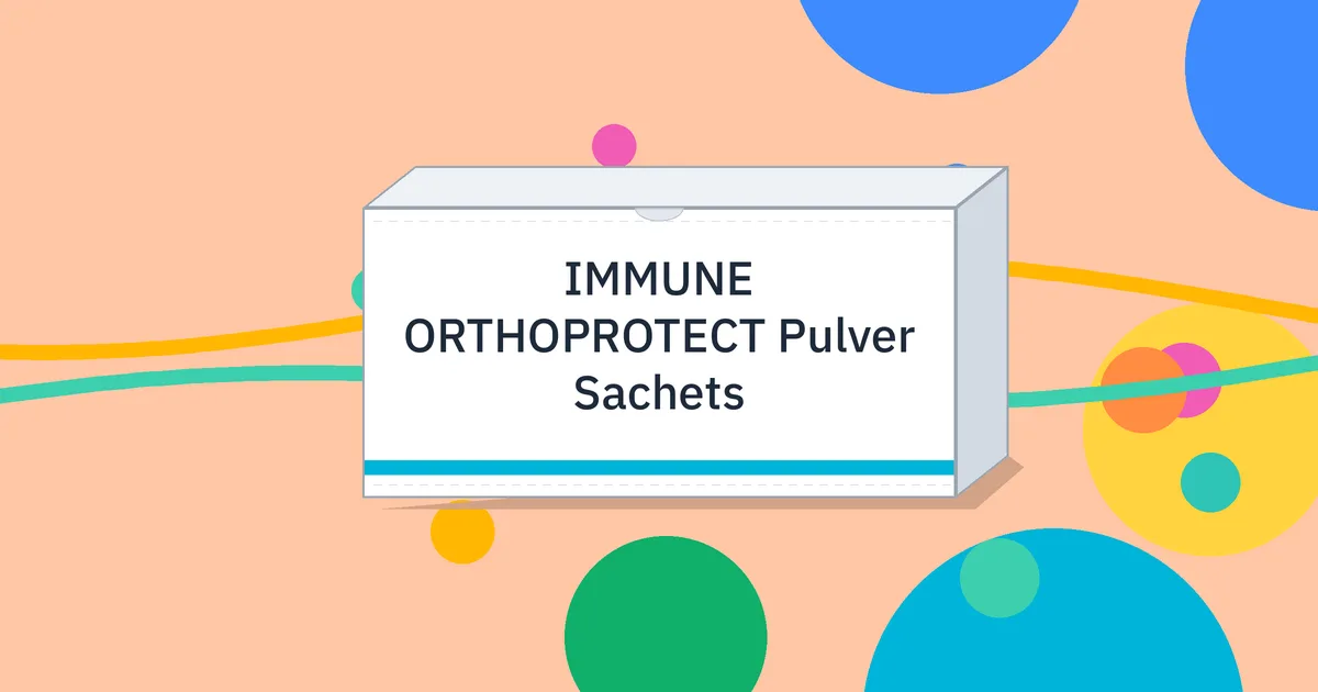 Symbolbild: Packung mit der Aufschrift IMMUNE ORTHOPROTECT Pulver Sachets (PZN 18199261) – Verfügbarkeit und Bezug in Apotheken in Frankfurt am Main