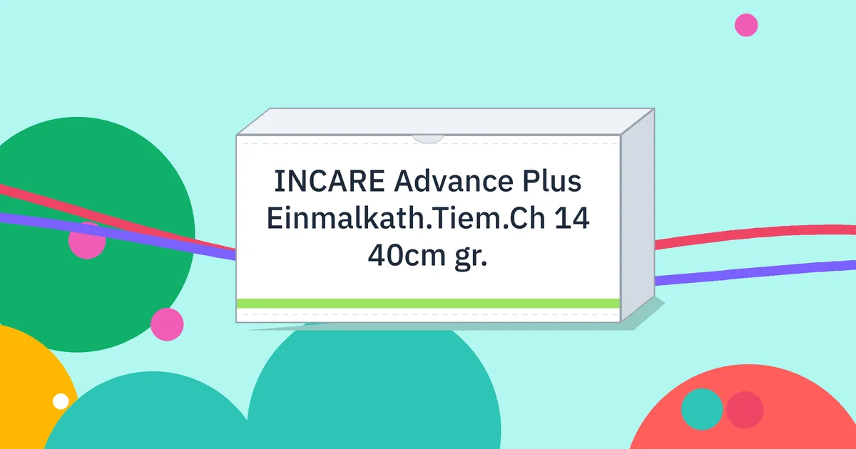 Symbolbild: Packung mit der Aufschrift INCARE Advance Plus Einmalkath.Tiem.Ch 14 40cm gr. (PZN 02258984) – Verfügbarkeit und Bezug in Apotheken in Frankfurt am Main