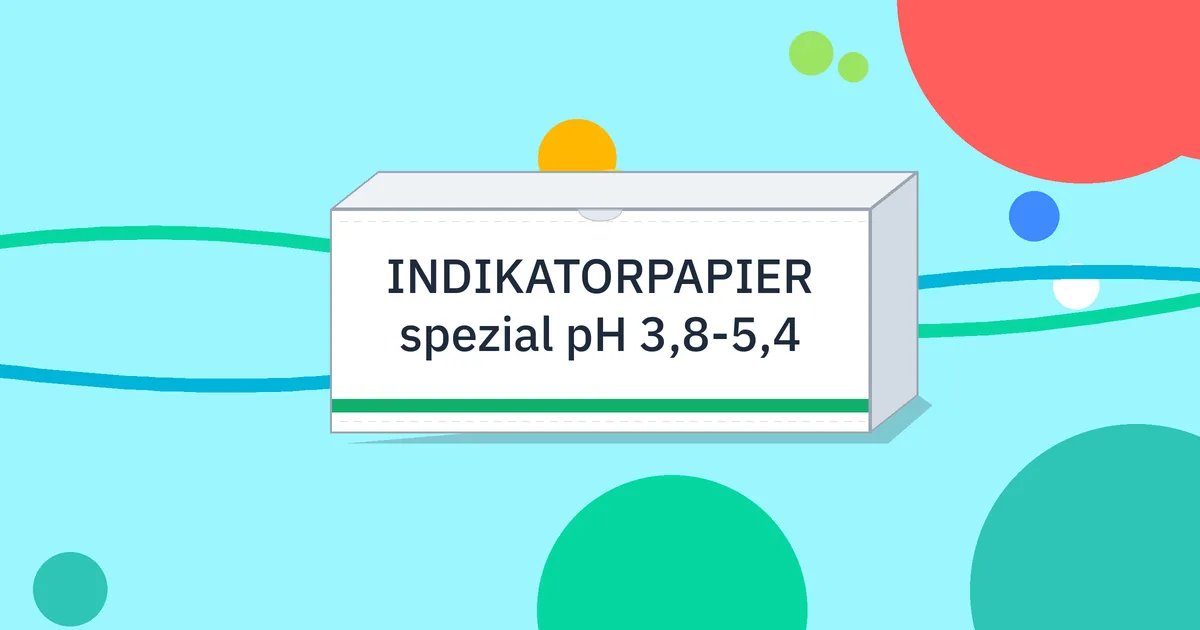 Symbolbild: Packung mit der Aufschrift INDIKATORPAPIER spezial pH 3,8-5,4 (PZN 02664626) – Verfügbarkeit und Bezug in Apotheken in Frankfurt am Main