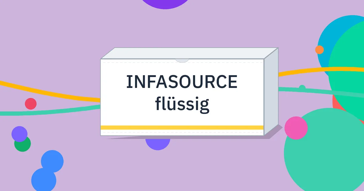Symbolbild: Packung mit der Aufschrift INFASOURCE flüssig (PZN 14051509) – Verfügbarkeit und Bezug in Apotheken in Frankfurt am Main