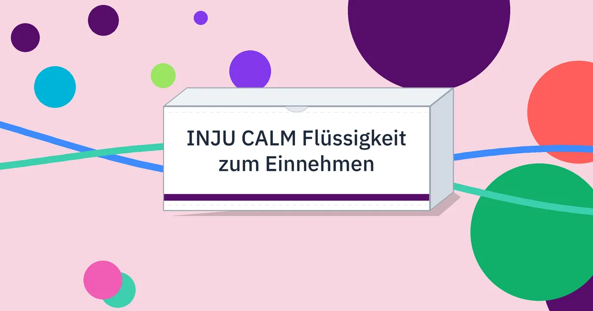 Symbolbild: Packung mit der Aufschrift INJU CALM Flüssigkeit zum Einnehmen (PZN 20912737) – Verfügbarkeit und Bezug in Apotheken in Frankfurt am Main
