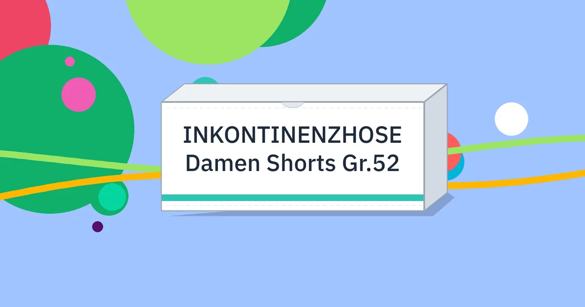 Symbolbild: Packung mit der Aufschrift INKONTINENZHOSE Damen Shorts Gr.52 (PZN 02450026) – Verfügbarkeit und Bezug in Apotheken in Frankfurt am Main