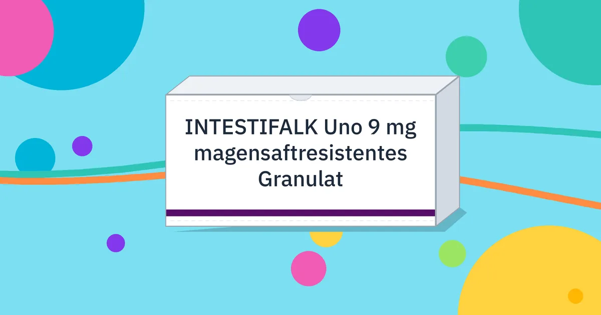 Symbolbild: Packung mit der Aufschrift INTESTIFALK Uno 9 mg magensaftresistentes Granulat (PZN 12573267) – Verfügbarkeit und Bezug in Apotheken in Frankfurt am Main