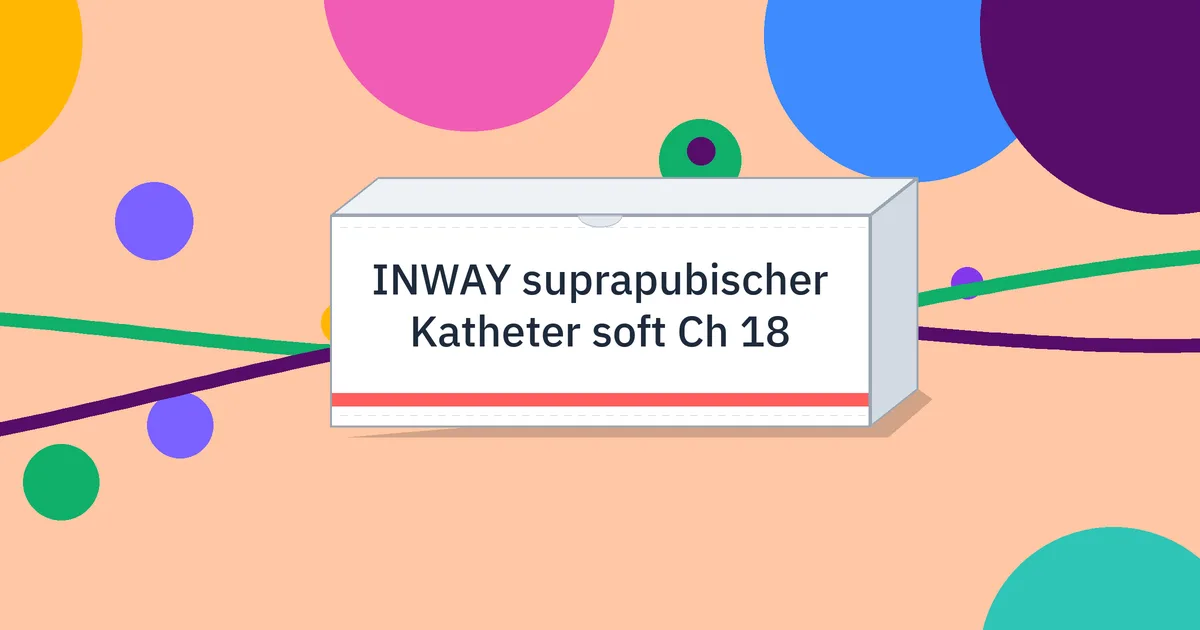 Symbolbild: Packung mit der Aufschrift INWAY suprapubischer Katheter soft Ch 18 (PZN 09736323) – Verfügbarkeit und Bezug in Apotheken in Frankfurt am Main