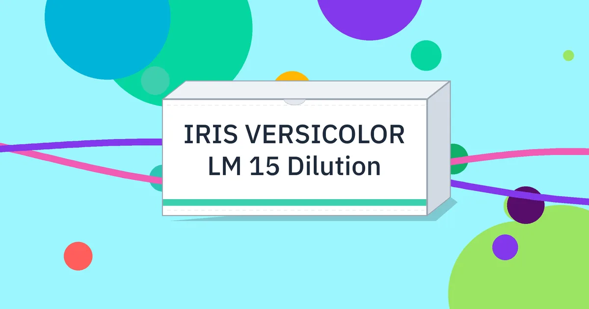 Symbolbild: Packung mit der Aufschrift IRIS VERSICOLOR LM 15 Dilution (PZN 12914840) – Verfügbarkeit und Bezug in Apotheken in Frankfurt am Main