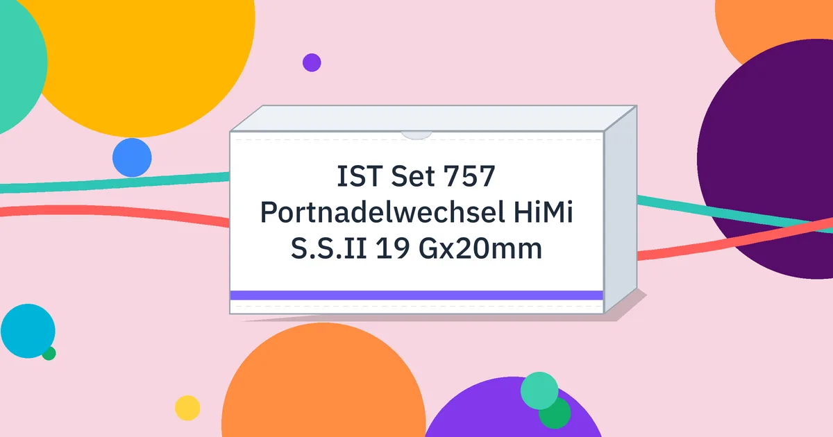 Symbolbild: Packung mit der Aufschrift IST Set 757 Portnadelwechsel HiMi S.S.II 19 Gx20mm (PZN 15895221) – Verfügbarkeit und Bezug in Apotheken in Frankfurt am Main