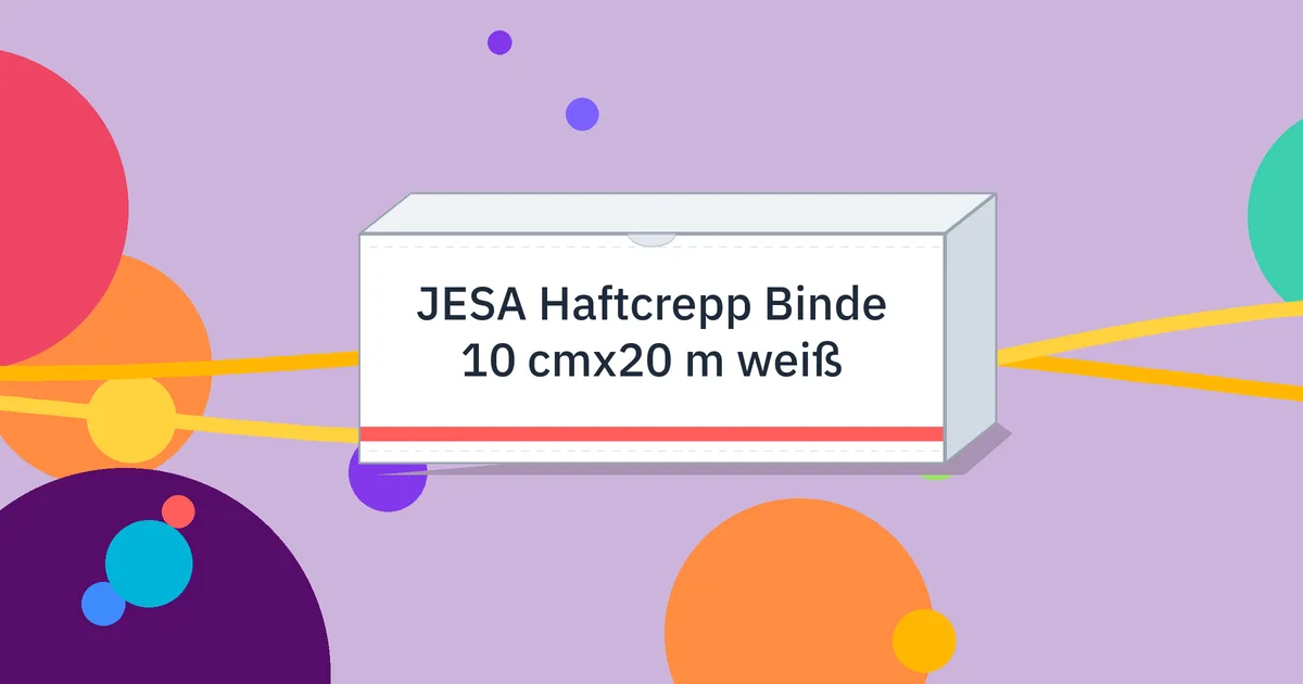 Symbolbild: Packung mit der Aufschrift JESA Haftcrepp Binde 10 cmx20 m weiß (PZN 10417310) – Verfügbarkeit und Bezug in Apotheken in Frankfurt am Main