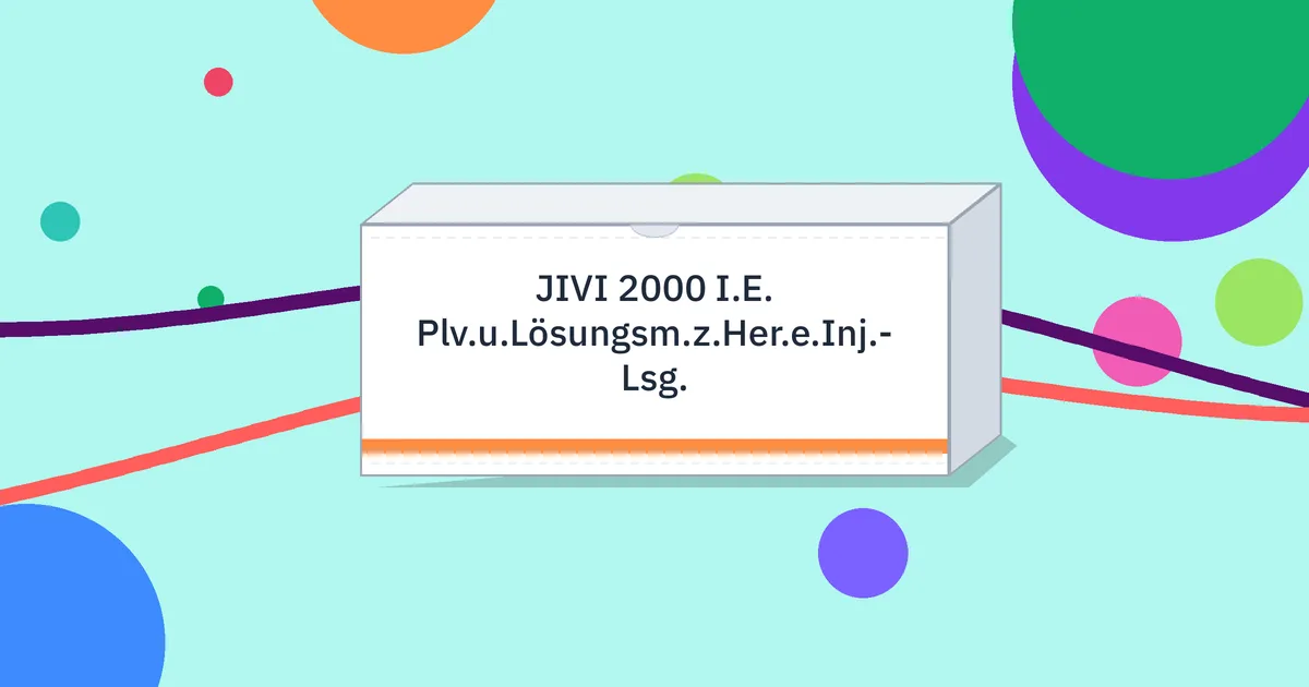 Symbolbild: Packung mit der Aufschrift JIVI 2000 I.E. Plv.u.Lösungsm.z.Her.e.Inj.-Lsg. (PZN 13708999) – Verfügbarkeit und Bezug in Apotheken in Frankfurt am Main