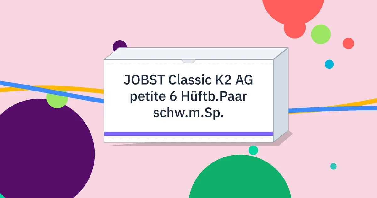 Symbolbild: Packung mit der Aufschrift JOBST Classic K2 AG petite 6 Hüftb.Paar schw.m.Sp. (PZN 13064964) – Verfügbarkeit und Bezug in Apotheken in Frankfurt am Main