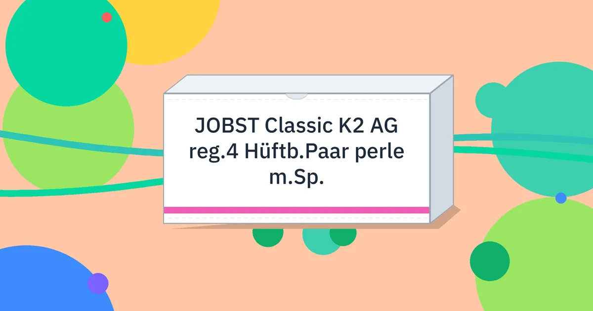 Symbolbild: Packung mit der Aufschrift JOBST Classic K2 AG reg.4 Hüftb.Paar perle m.Sp. (PZN 13066408) – Verfügbarkeit und Bezug in Apotheken in Frankfurt am Main