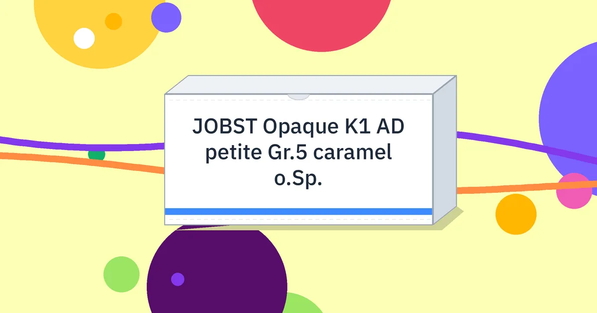 Symbolbild: Packung mit der Aufschrift JOBST Opaque K1 AD petite Gr.5 caramel o.Sp. (PZN 13079894) – Verfügbarkeit und Bezug in Apotheken in Frankfurt am Main