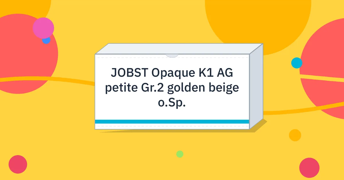 Symbolbild: Packung mit der Aufschrift JOBST Opaque K1 AG petite Gr.2 golden beige o.Sp. (PZN 16268874) – Verfügbarkeit und Bezug in Apotheken in Frankfurt am Main