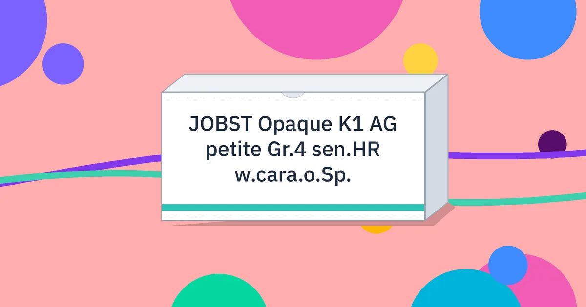 Symbolbild: Packung mit der Aufschrift JOBST Opaque K1 AG petite Gr.4 sen.HR w.cara.o.Sp. (PZN 13089243) – Verfügbarkeit und Bezug in Apotheken in Frankfurt am Main