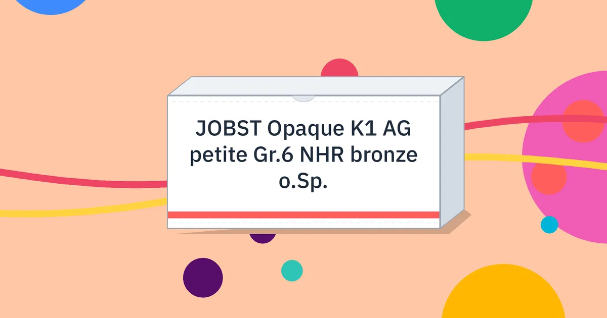 Symbolbild: Packung mit der Aufschrift JOBST Opaque K1 AG petite Gr.6 NHR bronze o.Sp. (PZN 13088031) – Verfügbarkeit und Bezug in Apotheken in Frankfurt am Main