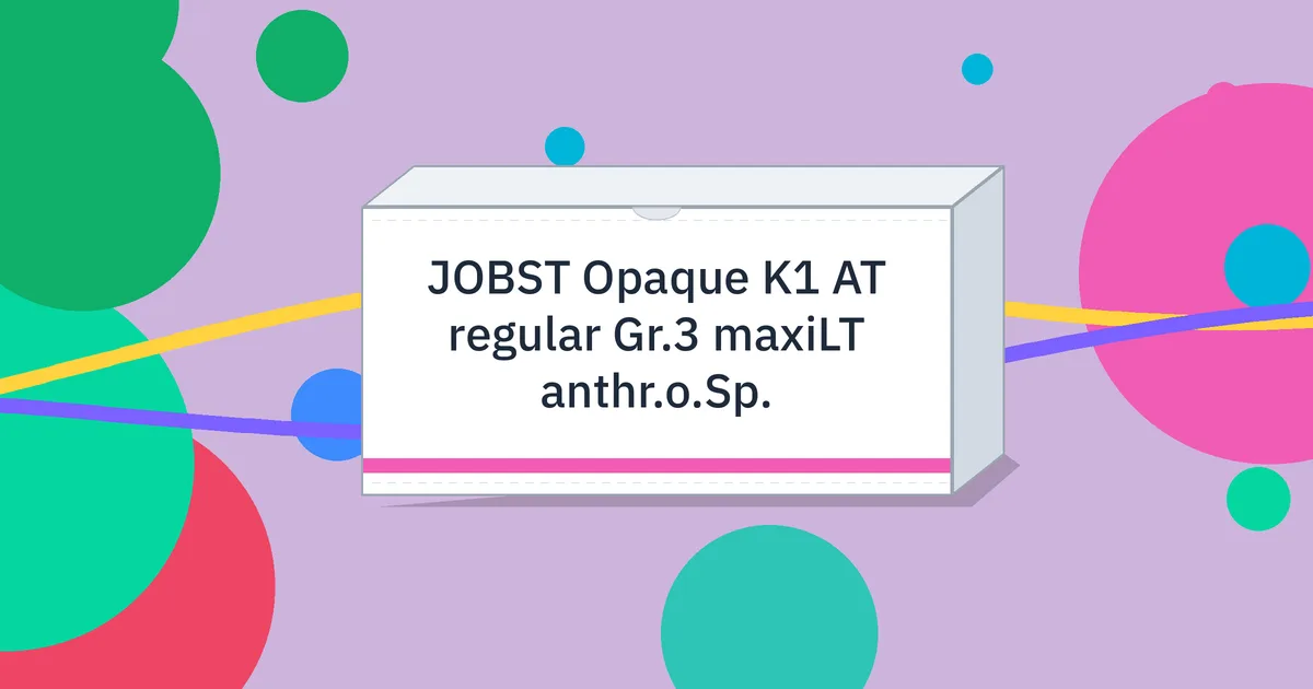 Symbolbild: Packung mit der Aufschrift JOBST Opaque K1 AT regular Gr.3 maxiLT anthr.o.Sp. (PZN 16274320) – Verfügbarkeit und Bezug in Apotheken in Frankfurt am Main
