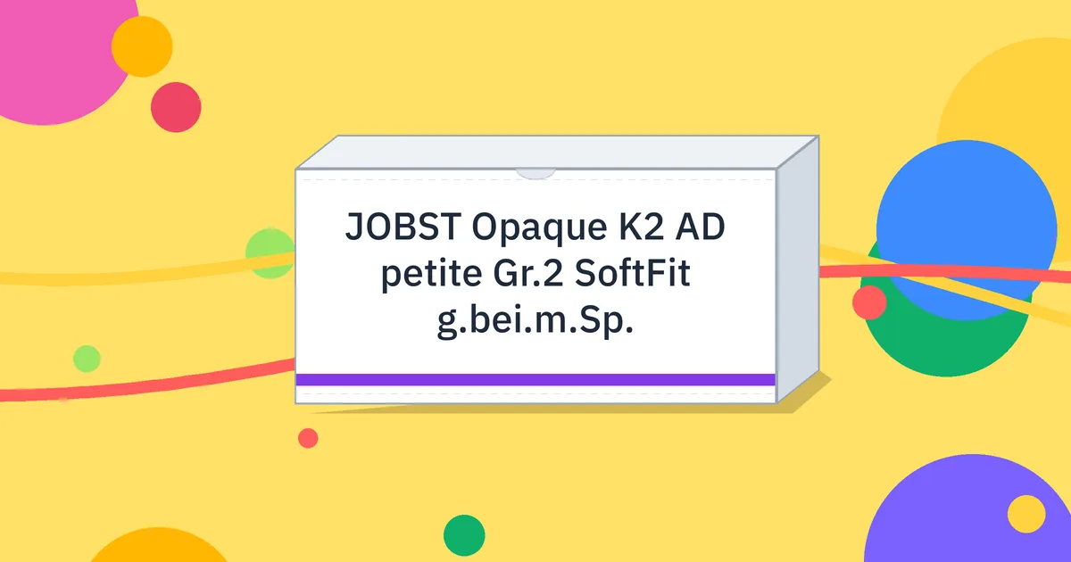 Symbolbild: Packung mit der Aufschrift JOBST Opaque K2 AD petite Gr.2 SoftFit g.bei.m.Sp. (PZN 16278766) – Verfügbarkeit und Bezug in Apotheken in Frankfurt am Main