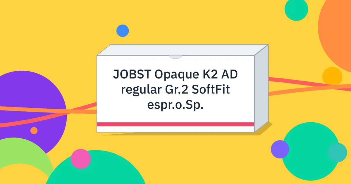 Symbolbild: Packung mit der Aufschrift JOBST Opaque K2 AD regular Gr.2 SoftFit espr.o.Sp. (PZN 16278217) – Verfügbarkeit und Bezug in Apotheken in Frankfurt am Main