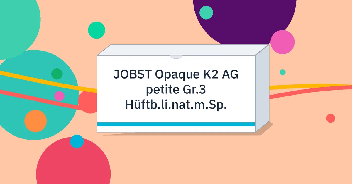 Symbolbild: Packung mit der Aufschrift JOBST Opaque K2 AG petite Gr.3 Hüftb.li.nat.m.Sp. (PZN 13113680) – Verfügbarkeit und Bezug in Apotheken in Frankfurt am Main