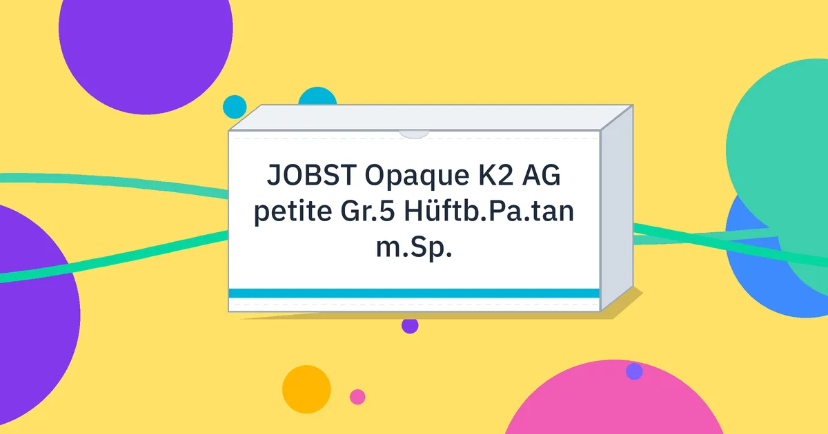 Symbolbild: Packung mit der Aufschrift JOBST Opaque K2 AG petite Gr.5 Hüftb.Pa.tan m.Sp. (PZN 16288405) – Verfügbarkeit und Bezug in Apotheken in Frankfurt am Main