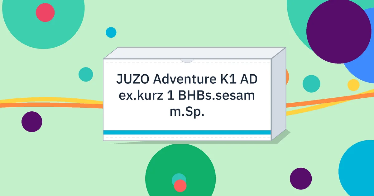 Symbolbild: Packung mit der Aufschrift JUZO Adventure K1 AD ex.kurz 1 BHBs.sesam m.Sp. (PZN 16493890) – Verfügbarkeit und Bezug in Apotheken in Frankfurt am Main