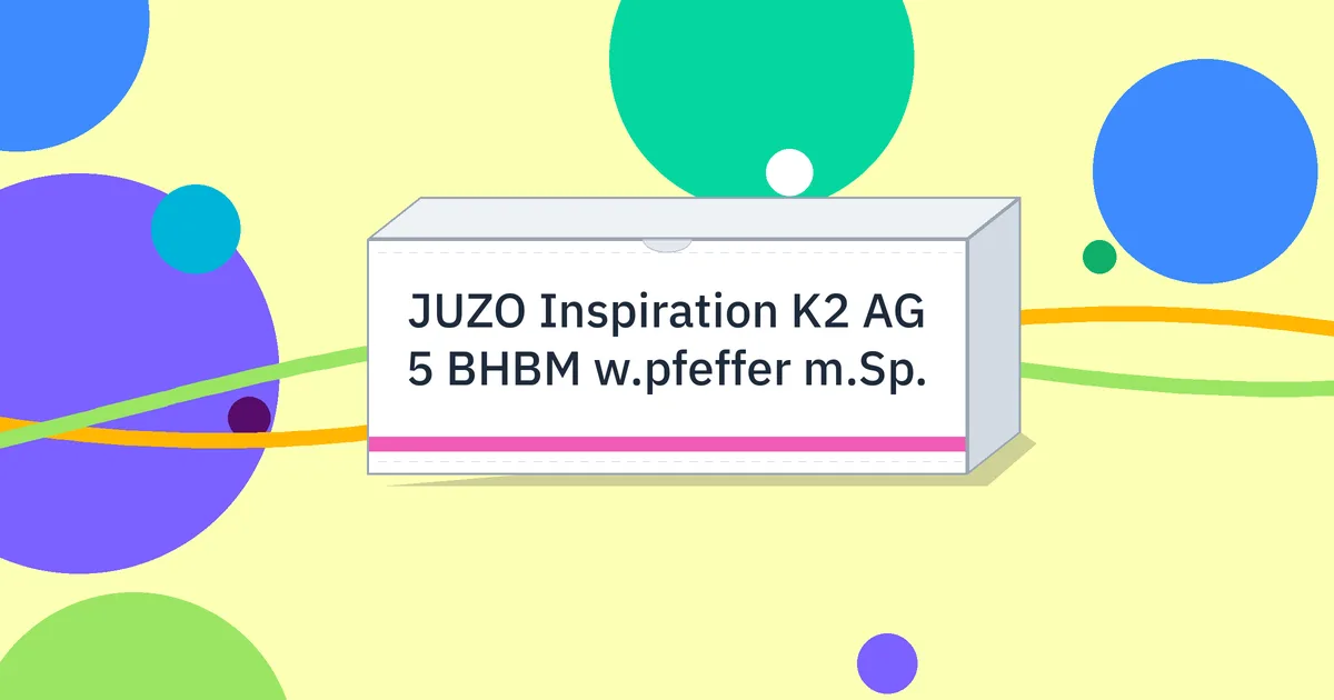 Symbolbild: Packung mit der Aufschrift JUZO Inspiration K2 AG 5 BHBM w.pfeffer m.Sp. (PZN 14882481) – Verfügbarkeit und Bezug in Apotheken in Frankfurt am Main