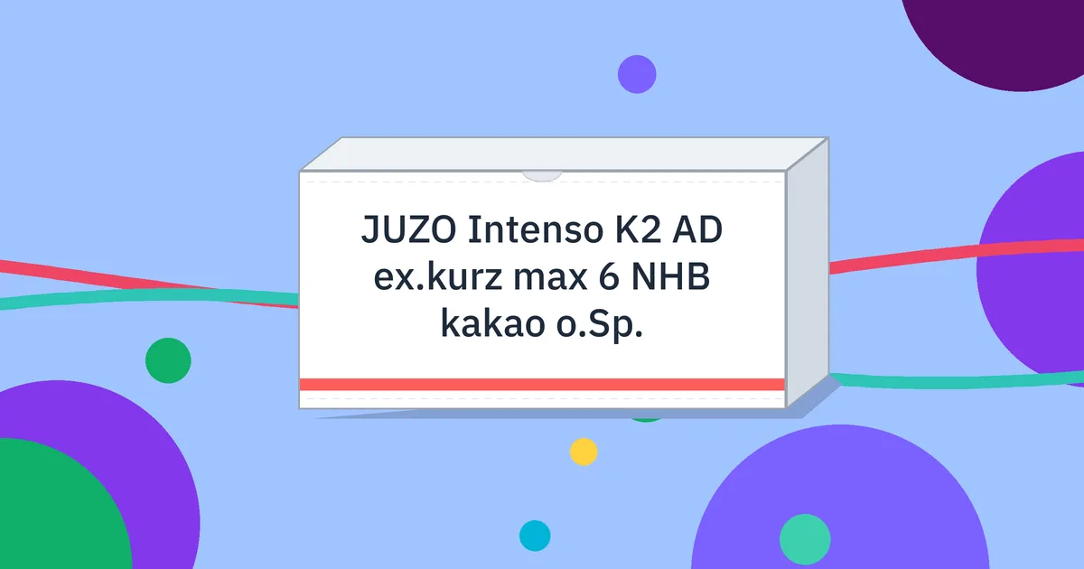 Symbolbild: Packung mit der Aufschrift JUZO Intenso K2 AD ex.kurz max 6 NHB kakao o.Sp. (PZN 18621263) – Verfügbarkeit und Bezug in Apotheken in Frankfurt am Main