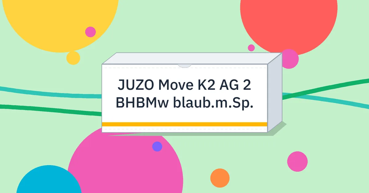 Symbolbild: Packung mit der Aufschrift JUZO Move K2 AG 2 BHBMw blaub.m.Sp. (PZN 18556436) – Verfügbarkeit und Bezug in Apotheken in Frankfurt am Main