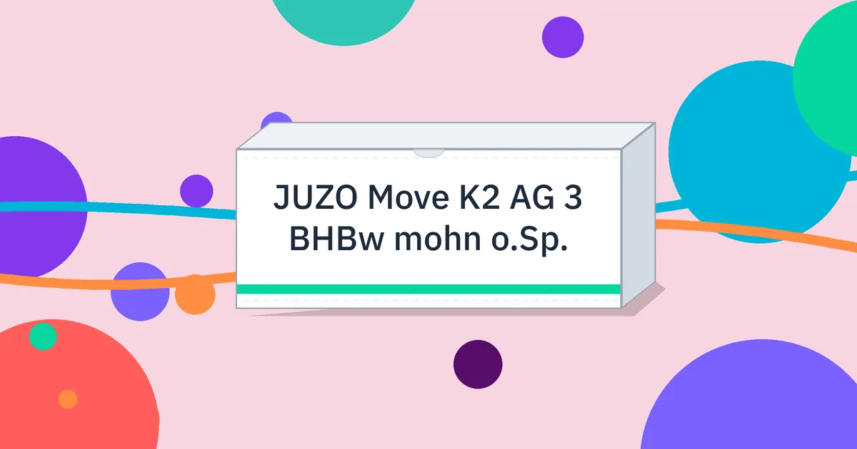 Symbolbild: Packung mit der Aufschrift JUZO Move K2 AG 3 BHBw mohn o.Sp. (PZN 18558033) – Verfügbarkeit und Bezug in Apotheken in Frankfurt am Main