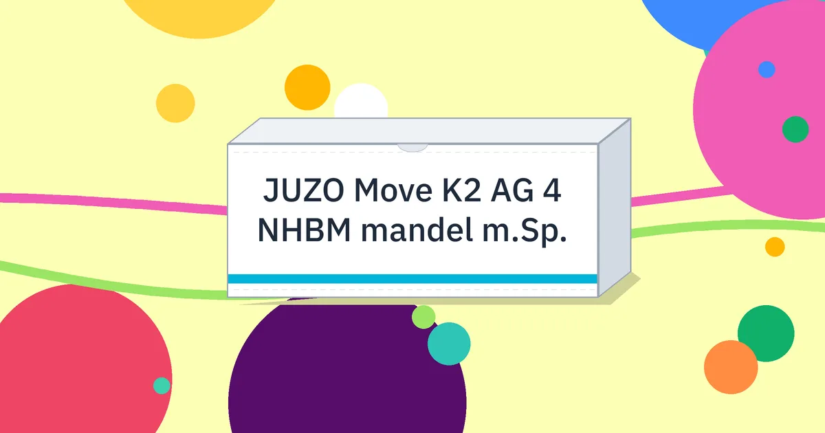 Symbolbild: Packung mit der Aufschrift JUZO Move K2 AG 4 NHBM mandel m.Sp. (PZN 16642373) – Verfügbarkeit und Bezug in Apotheken in Frankfurt am Main